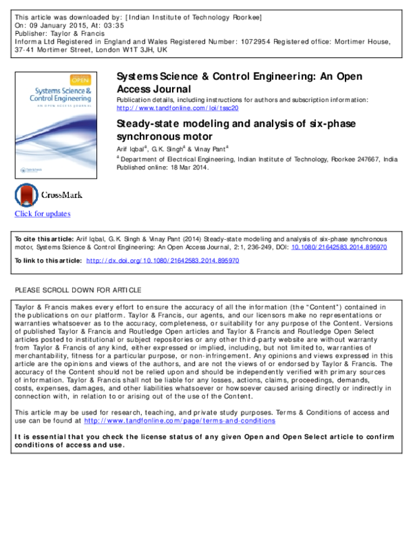 (PDF) Steady-state modeling and analysis of six-phase synchronous motor