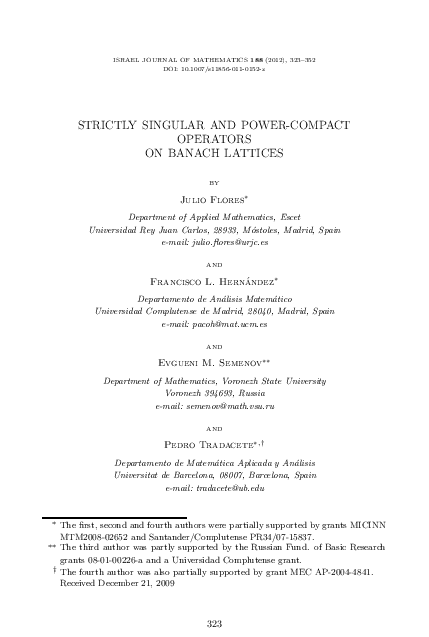 (PDF) Strictly singular and power-compact operators on Banach lattices