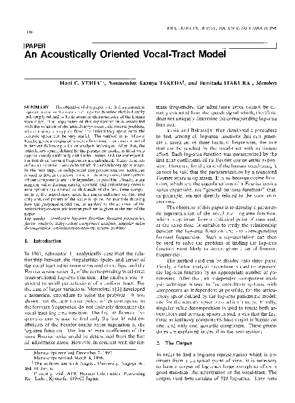 (PDF) An acoustically oriented vocal-tract model