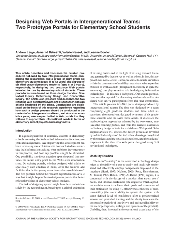 (PDF) Designing Web Portals In Intergenerational Teams: Two Prototype ...