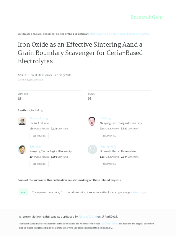 (PDF) Iron oxide as an effective sintering aid and a grain boundary ...