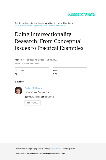 (PDF) Doing intersectionality research: From conceptual issues to ...