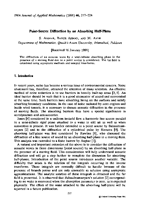 (PDF) Point-Source Diffraction by an Absorbing Half-Plane