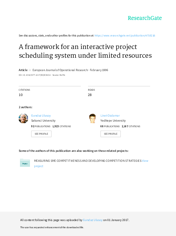 (PDF) A framework for an interactive project scheduling system under ...