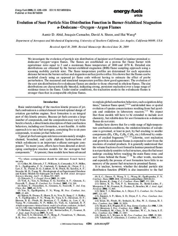 Pdf Evolution Of Soot Particle Size Distribution Function In Burner