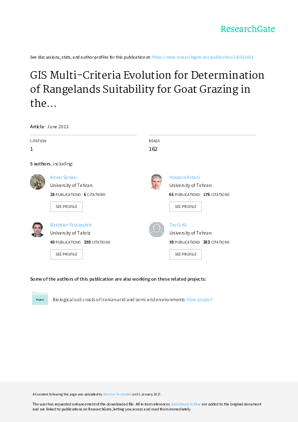 (PDF) GIS Analysis of Goat Grazing Suitability