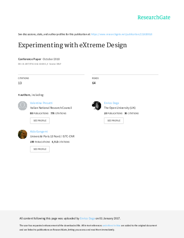 (PDF) Experimenting with eXtreme design