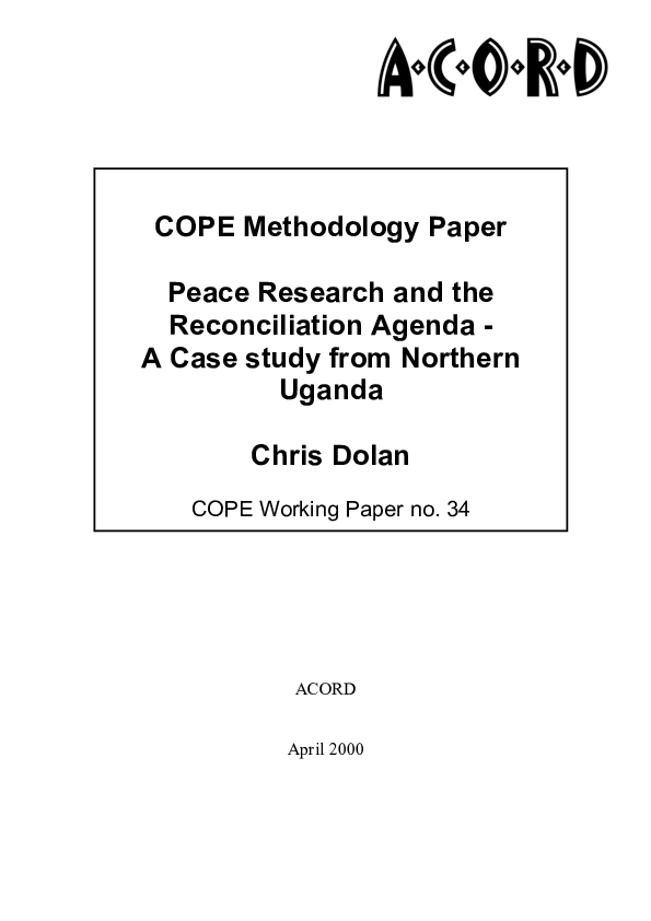 (PDF) COPE Methodology Paper: Peace Research and the Reconciliation ...