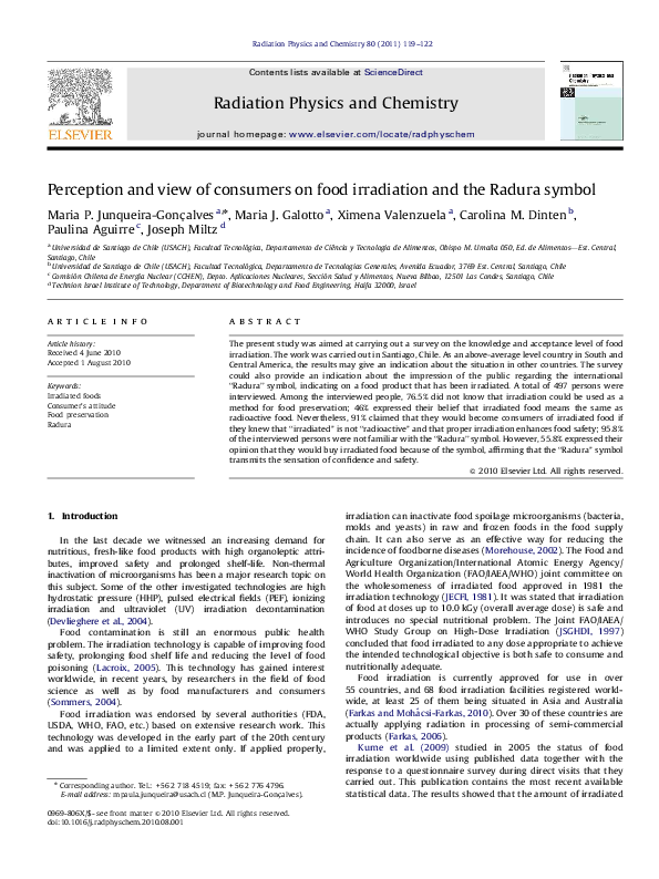 (PDF) Perception and view of consumers on food irradiation and the ...