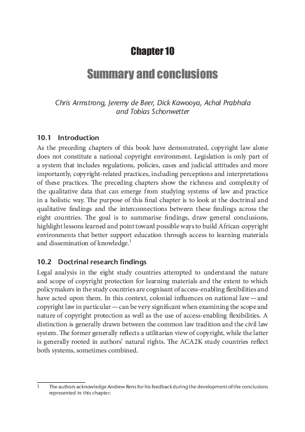 (PDF) African Copyright and Access to Knowledge - Chapter 10: Summary and conclusions