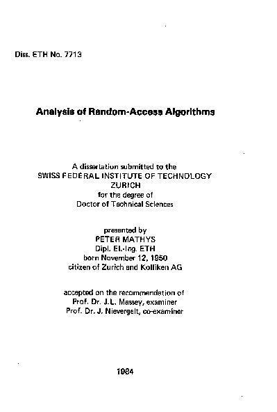 Pdf Analysis Of Random Access Algorithms