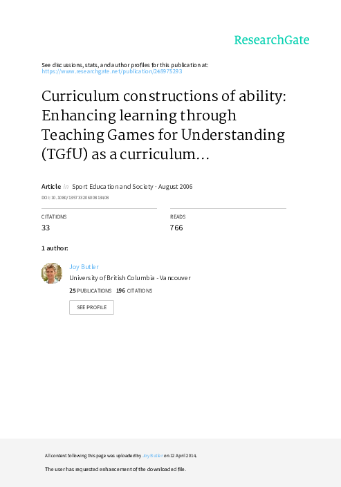(PDF) Curriculum Constructions of Ability: Enhancing Learning Through ...