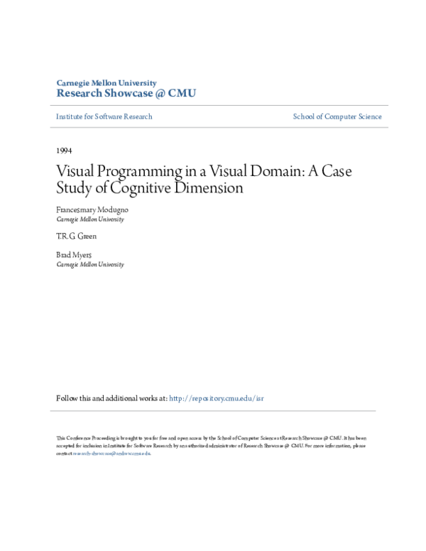 (PDF) Visual programming in a visual domain: a case study of cognitive dimensions