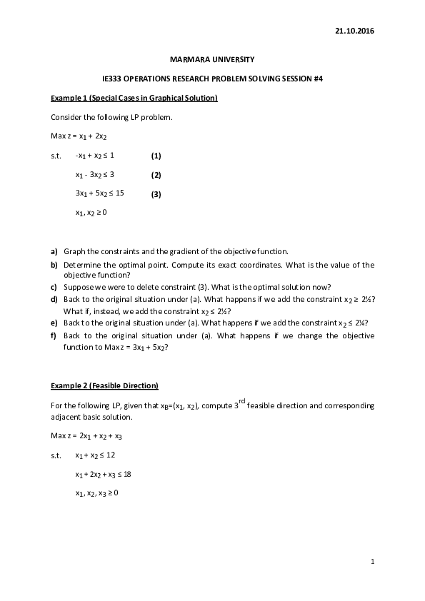 basic feasible solution in operation research