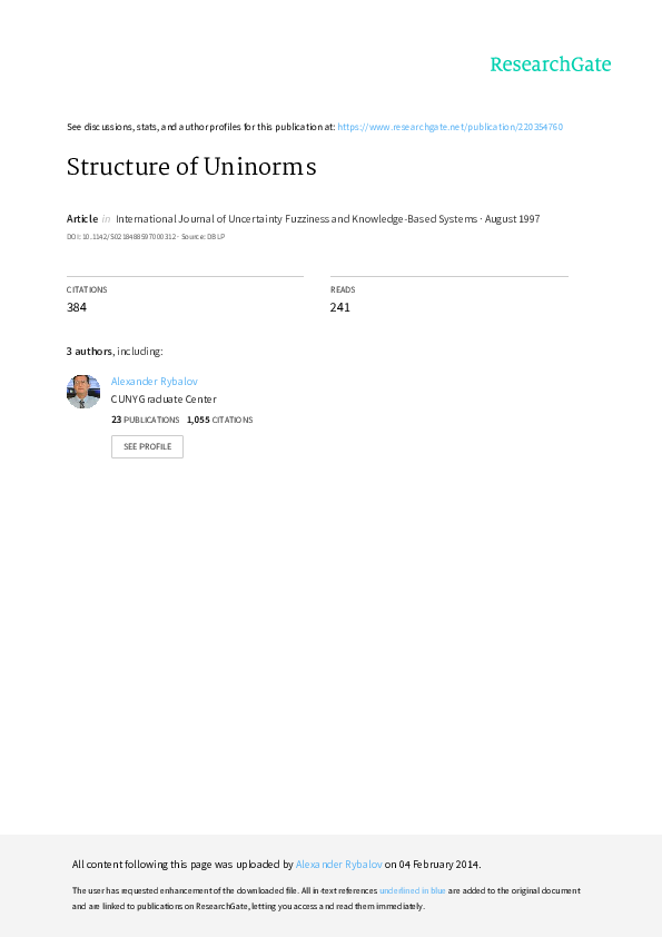 (PDF) Structure of Uninorms