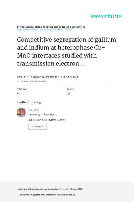 (PDF) Competitive segregation of gallium and indium at heterophase Cu ...