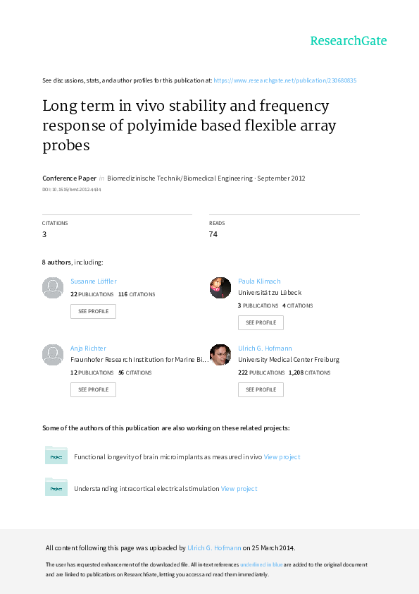 (PDF) Long term in vivo stability and frequency response of polyimide ...