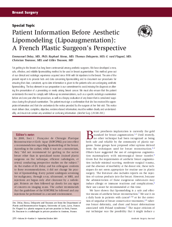 (PDF) Patient Information Before Aesthetic Lipomodeling ...