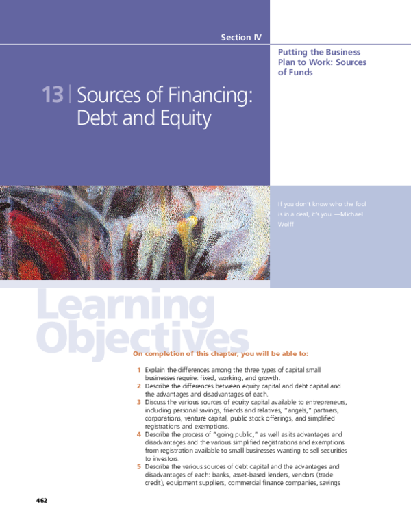 (PDF) Section IV Putting the Business Plan to Work: Sources of Funds 13 ...