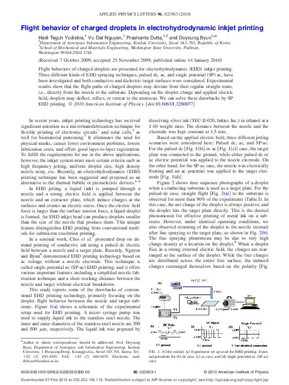 (PDF) Flight behavior of charged droplets in electrohydrodynamic inkjet ...