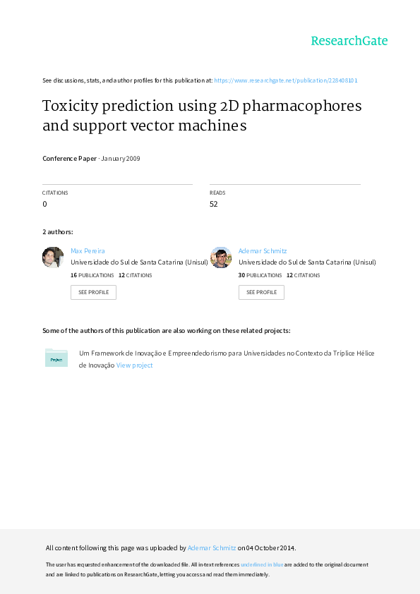 (PDF) Toxicity prediction using 2D pharmacophores and support vector ...