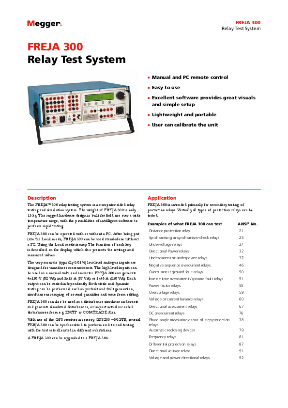 (PDF) FREJA 300 Relay Test System
