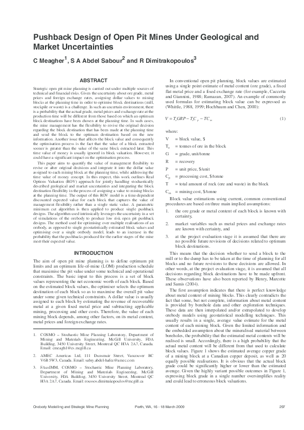 (PDF) Pushback design of open pit mines under geological and market uncertainties