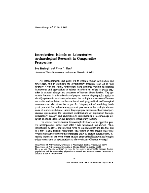 (PDF) Introduction: Islands as laboratories: Archaeological research in ...