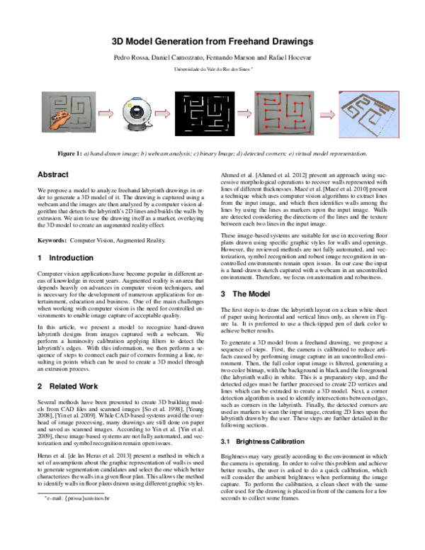 (PDF) 3D Model Generation from Freehand Drawings