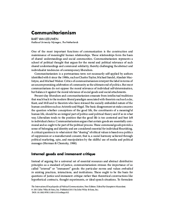 (PDF) Communitarianism