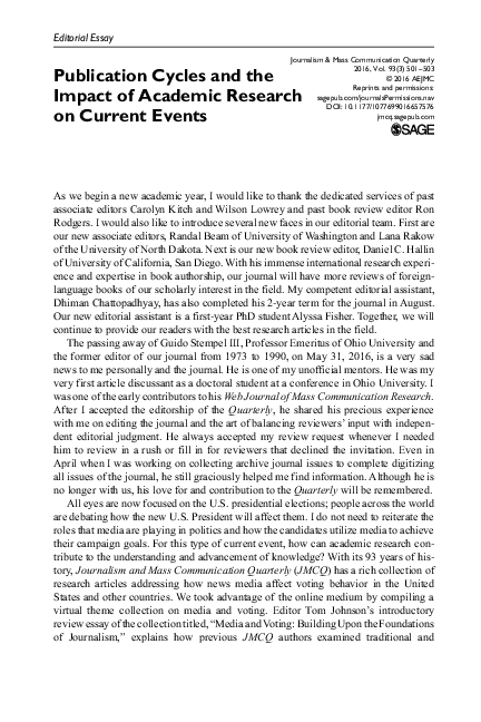 (PDF) Publication Cycles and the Impact of Academic Research on Current ...
