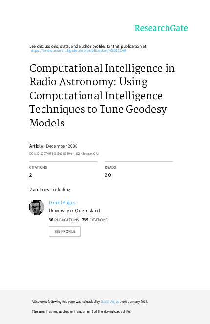 Pdf Computational Intelligence In Radio Astronomy Using Computational Intelligence Techniques