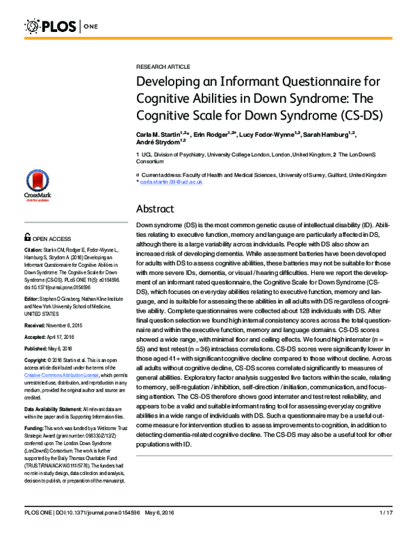 (PDF) Developing an Informant Questionnaire for Cognitive Abilities in ...