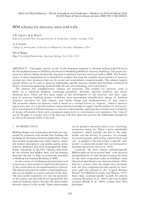 (PDF) BIM schema for masonry units and walls