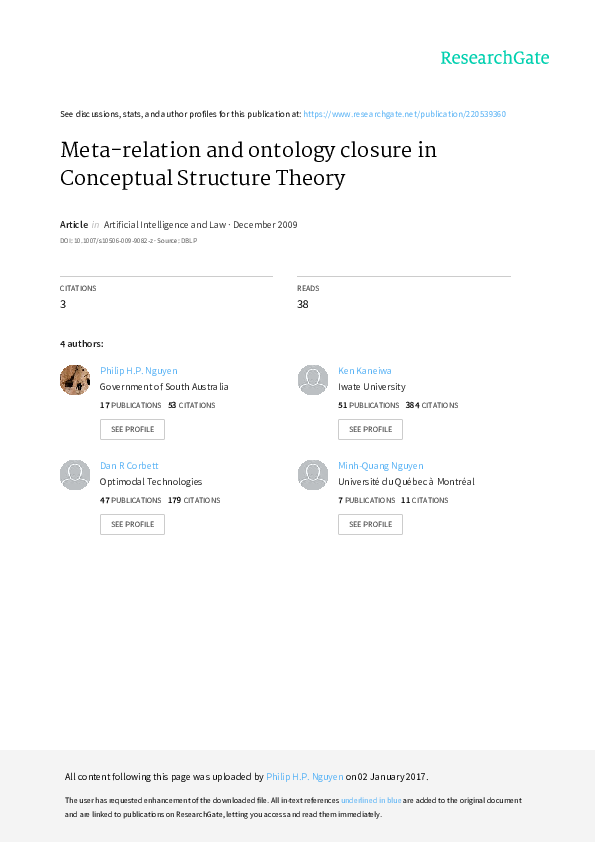(PDF) Meta-relation and ontology closure in Conceptual Structure Theory