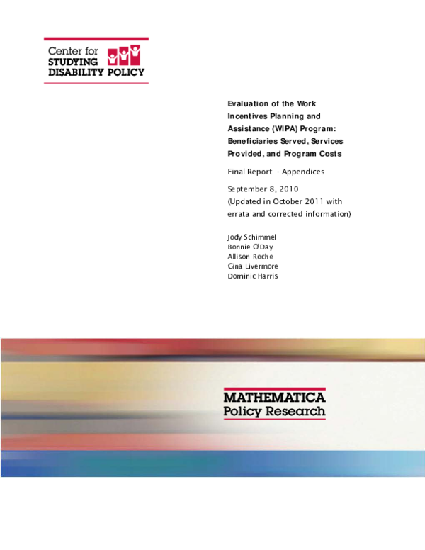 (PDF) Evaluation of the Work Incentives Planning and Assistance (WIPA ...