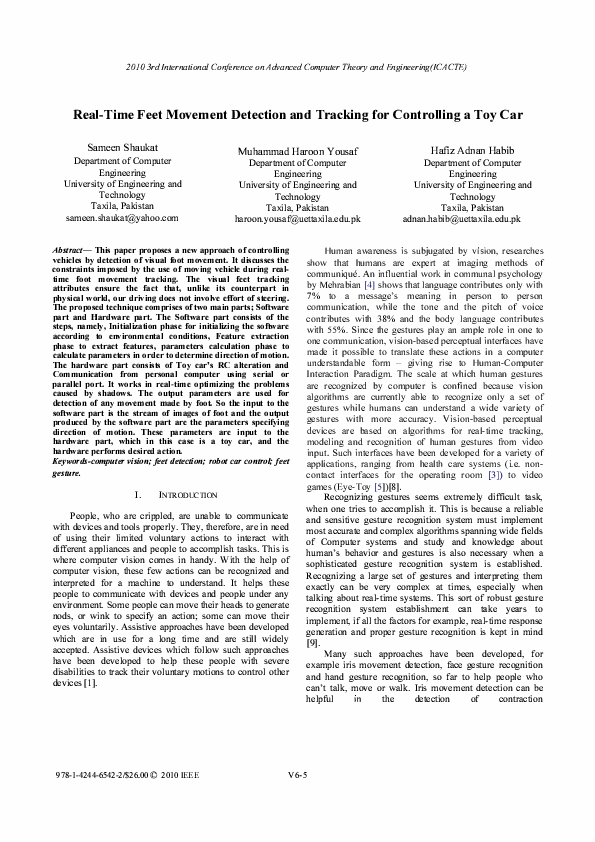 (PDF) Real-time feet movement detection and tracking for controlling a ...