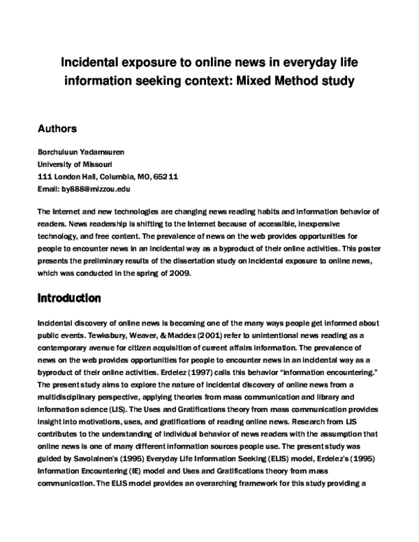 (PDF) Incidental exposure to online news in everyday life information ...