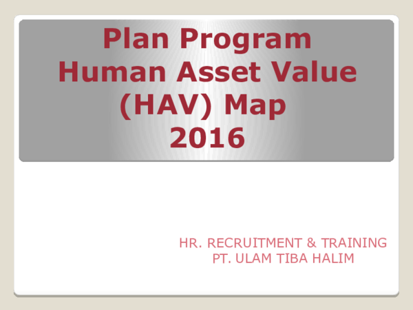(PPT) Presentasi Plan HAV Map PT. UTH