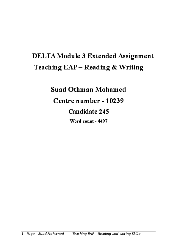 (DOC) DELTA MODULE 3 - Teaching EAP Reading and writing