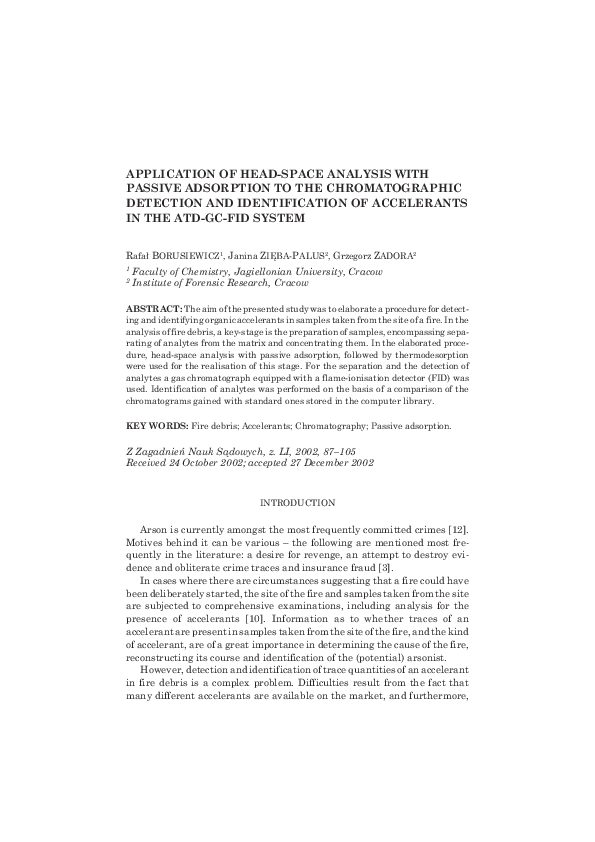 (PDF) Application of Headspace Analysis with Passive Adsorption to the ...
