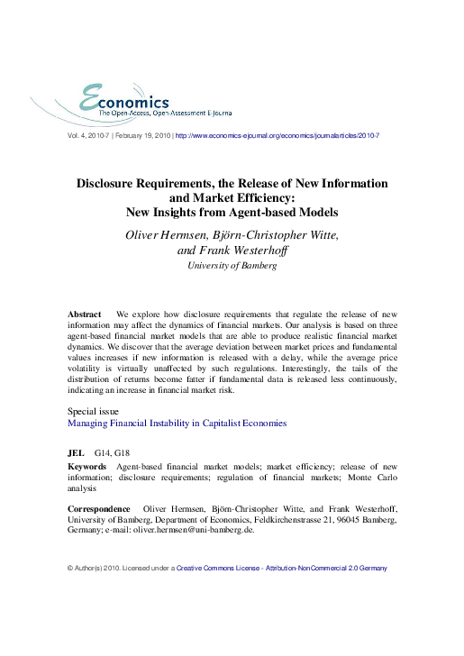 (PDF) Disclosure Requirements, the Release of New Information and ...