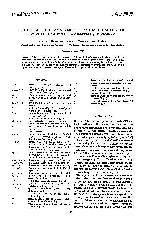 (PDF) Finite element analysis of laminated shells of revolution with ...