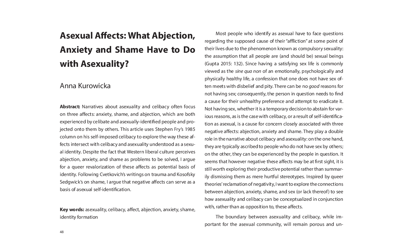 (PDF) Asexual Affects: What Abjection, Anxiety and Shame Have to Do ...
