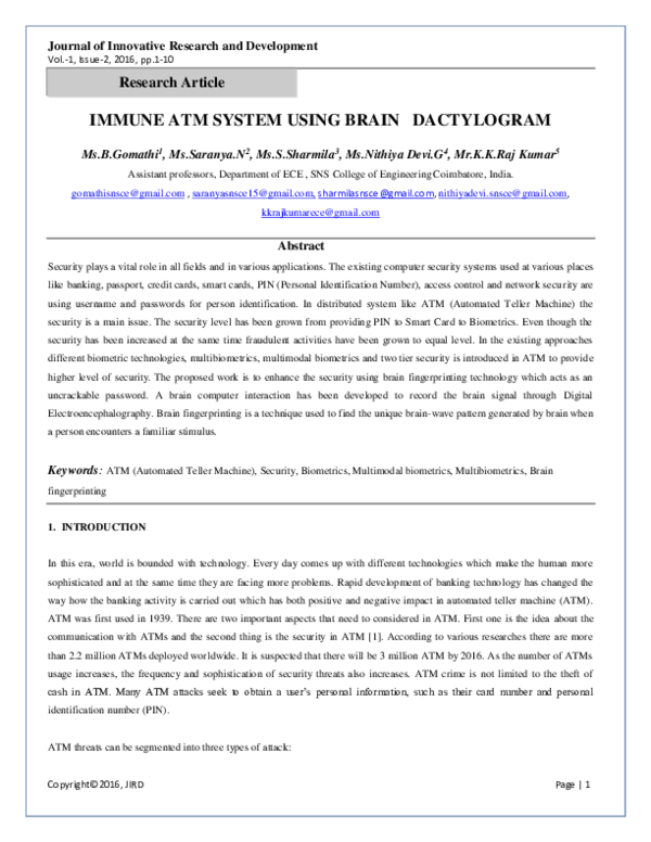 (PDF) IMMUNE ATM SYSTEM USING BRAIN DACTYLOGRAM