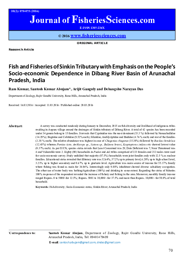 (PDF) Fish and Fisheries of Sinkin Tributary with Emphasis on the ...
