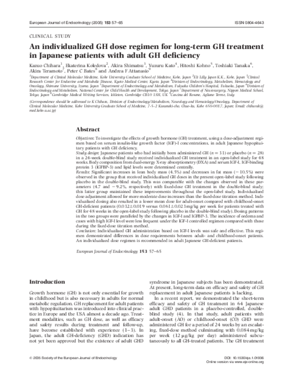 (PDF) An individualized GH dose regimen for long-term GH treatment in ...