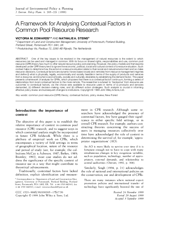 (PDF) A framework for analysing contextual factors in common pool ...
