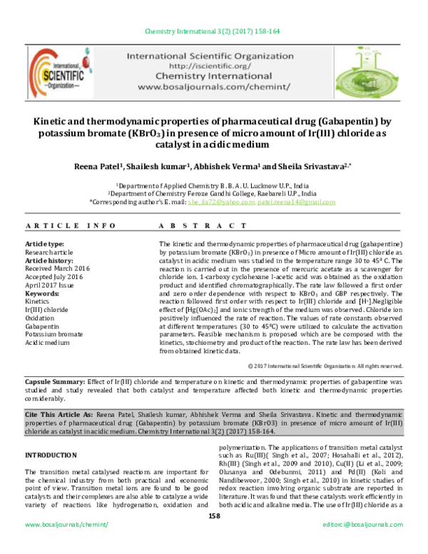 (PDF) Kinetic and thermodynamic properties of pharmaceutical drug ...