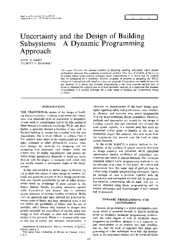 (PDF) Uncertainty and the design of building subsystems--A linear programming approach